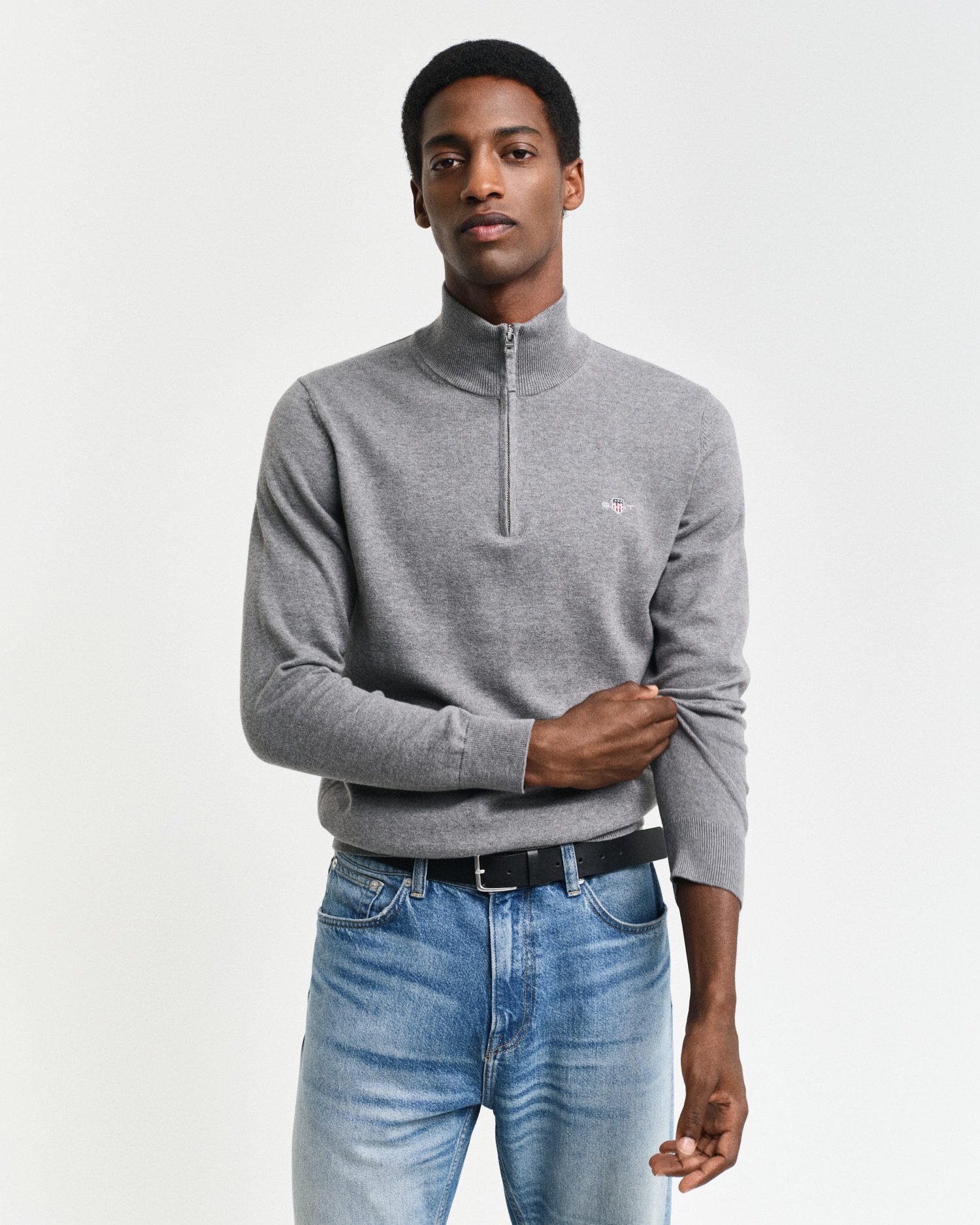 Gant Troyer Classic Cotton Half Zip Mit Gerippten Details Seemannspullover